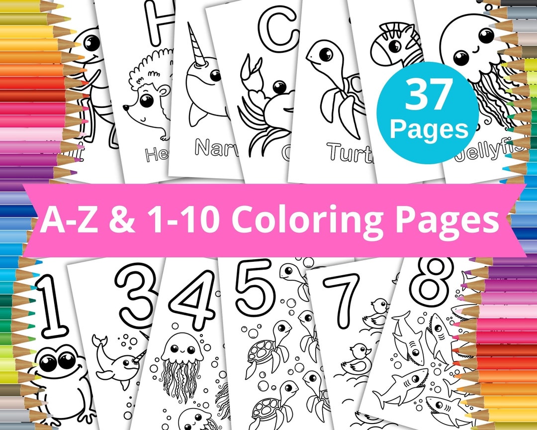 Alphabet Number Coloring Pages, ABC Coloring Book, Kindergarten ...