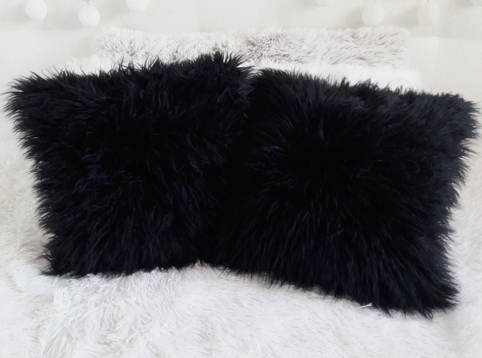Faux Fur Pillow Black Faux Fur Pillow Cover Mongolian Fur - Etsy