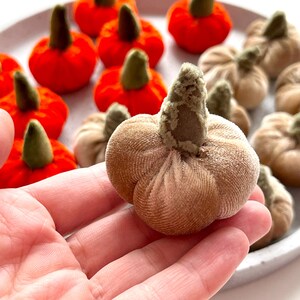 Mini Velvet Pumpkins Orange Beige Tier Tray Decor Ideas Fall Decor for ...