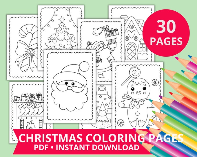 Easy Cute Christmas Coloring Book | 10-page Printable for Kids & Adults ...