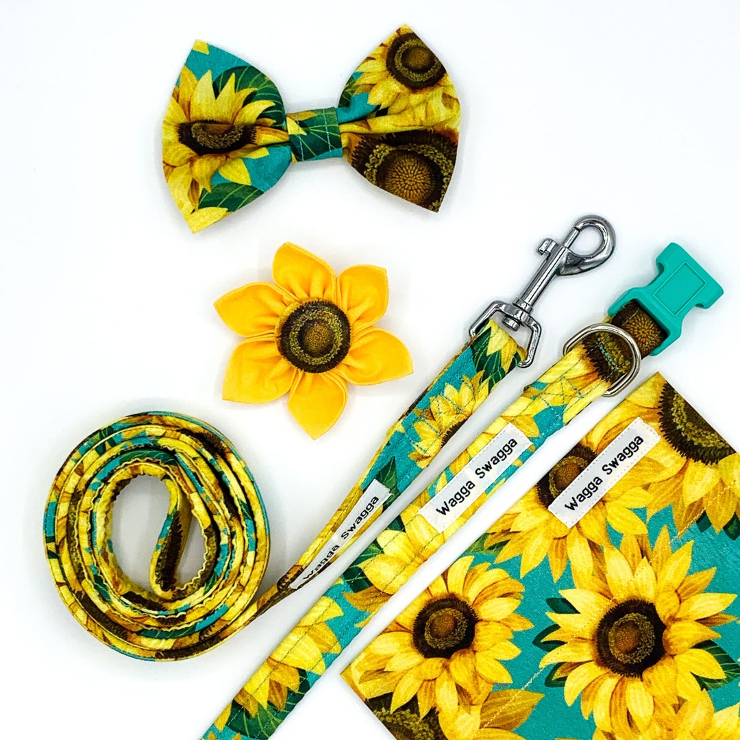 Sunflower Dog Collar- Sunflower Bow Tie- Sunflower Dog Bandana ...