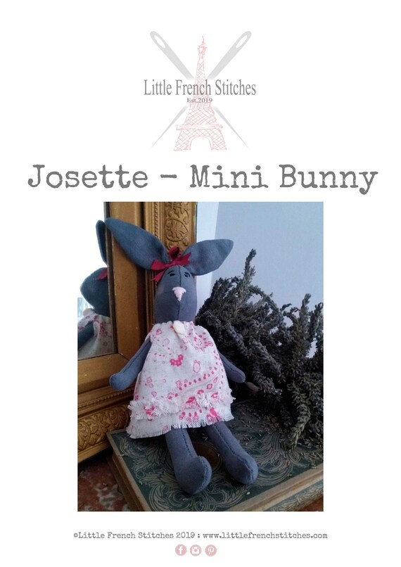Downloadable mini bunny rabbit sewing pattern pdf. JOSETTE | Etsy