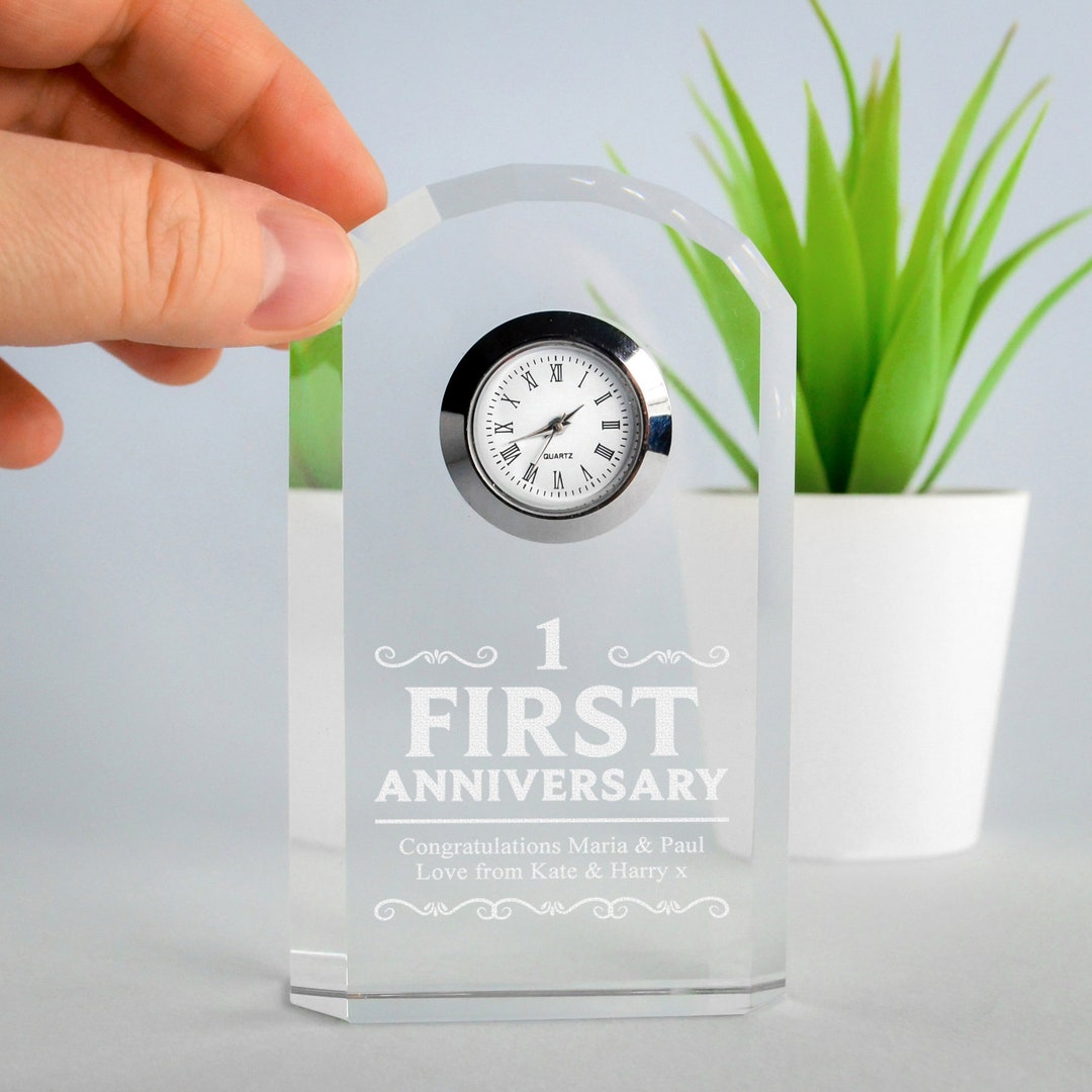 Engraved First Wedding Anniversary Mantel Clock 1st Anniversary Gifts ...