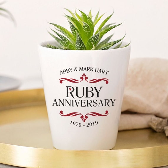 Personalised Ruby Wedding Anniversary Plant Pot Personalised - Etsy UK
