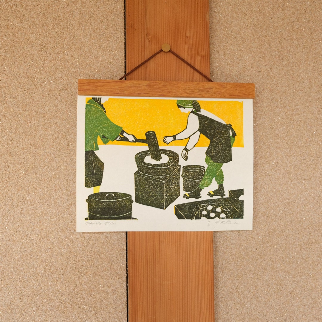 Making Mochi -japanese Woodcut Print- - Etsy