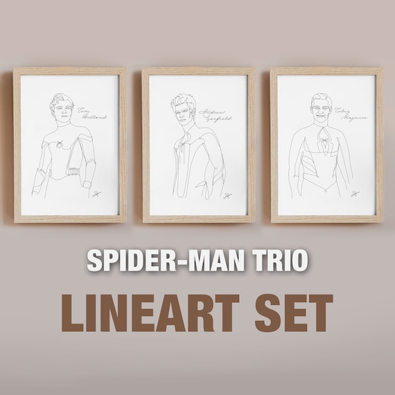 MARVEL SPIDER-MAN Trio Lineart Set | Etsy