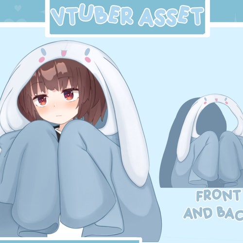 Cute Blue Bunny Blanket VTUBER ASSET Live 2D Vroid 3D Models - Etsy Ireland