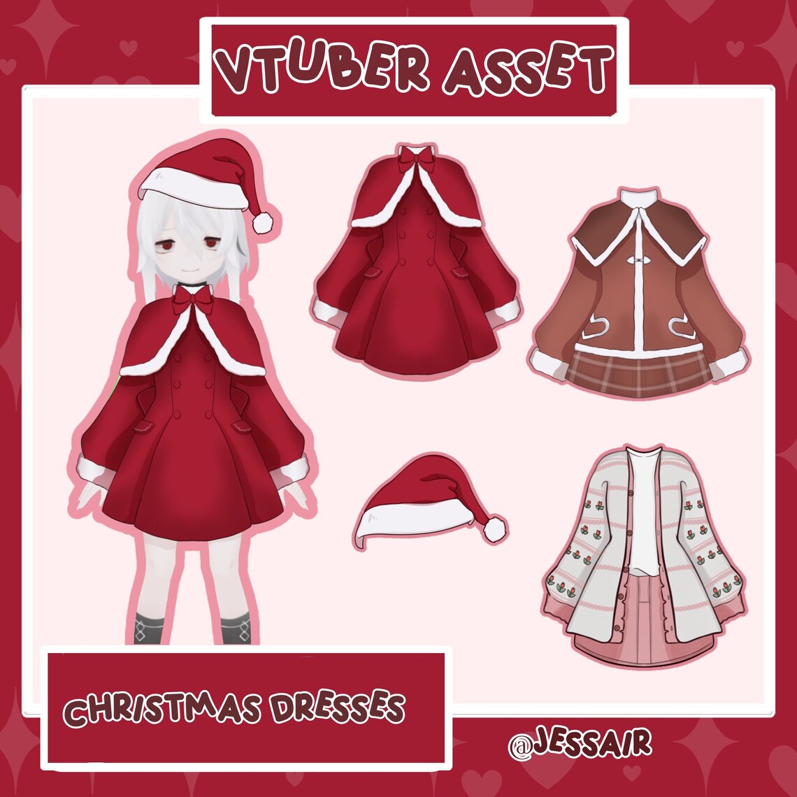 Christmas Pack Hat Dresses for Vtuber Models 2D3D and Vroid - Etsy