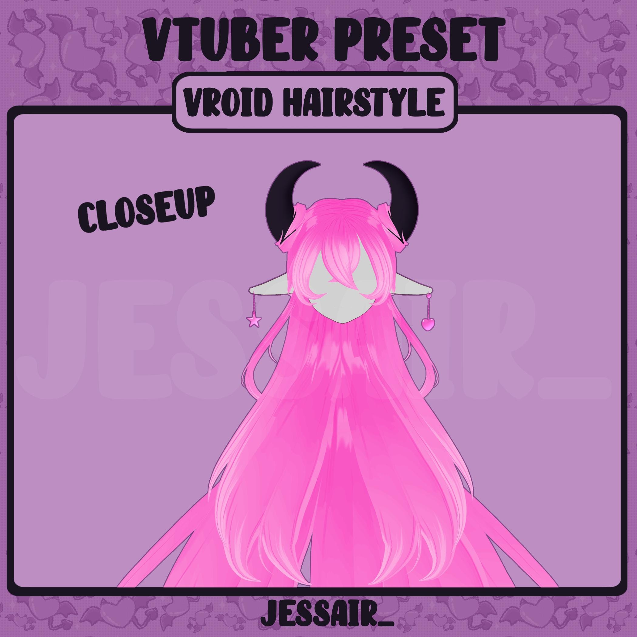 VROID Hairstyle Preset | Long Demonic Hairstyle With PHYSICS and ...