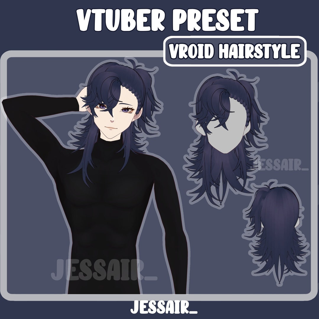 MALE HAIR PRESET | Messy Wolf Cut Style With Side Ponytail | Vroid Male ...