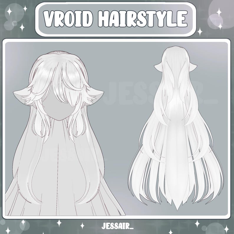 VROID Hairstyle | White Long Hairstyle With PHYSICS With Ears | Fantasy ...