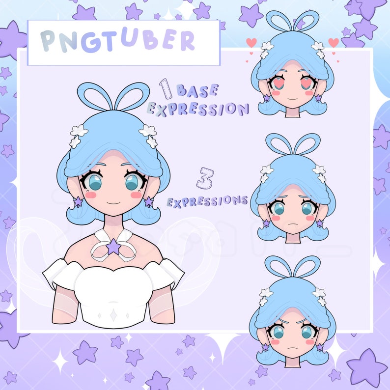 PREMADE PNGTUBER Cute Blue Girl Chibi Anime Girl Mermaid - Etsy