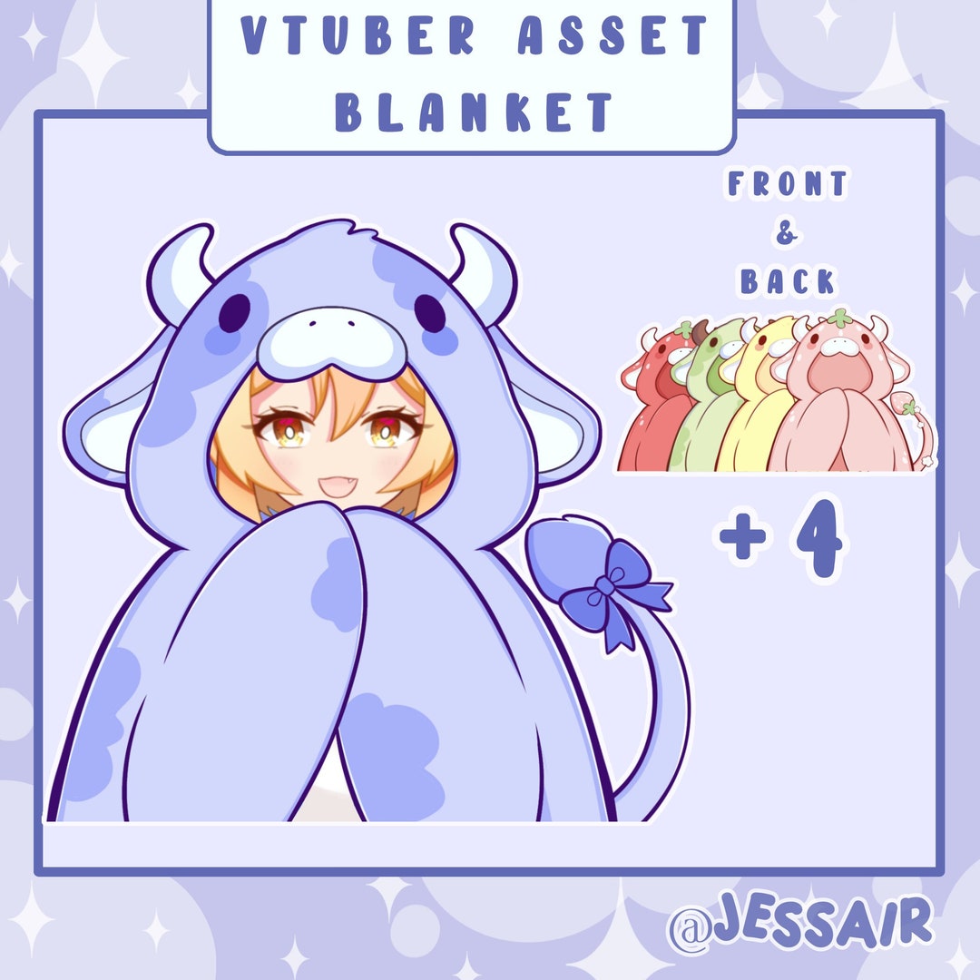 COW VTUBER ASSETS Cute Blankets for 2d,3d,vroid Models | Strawberry Cow ...