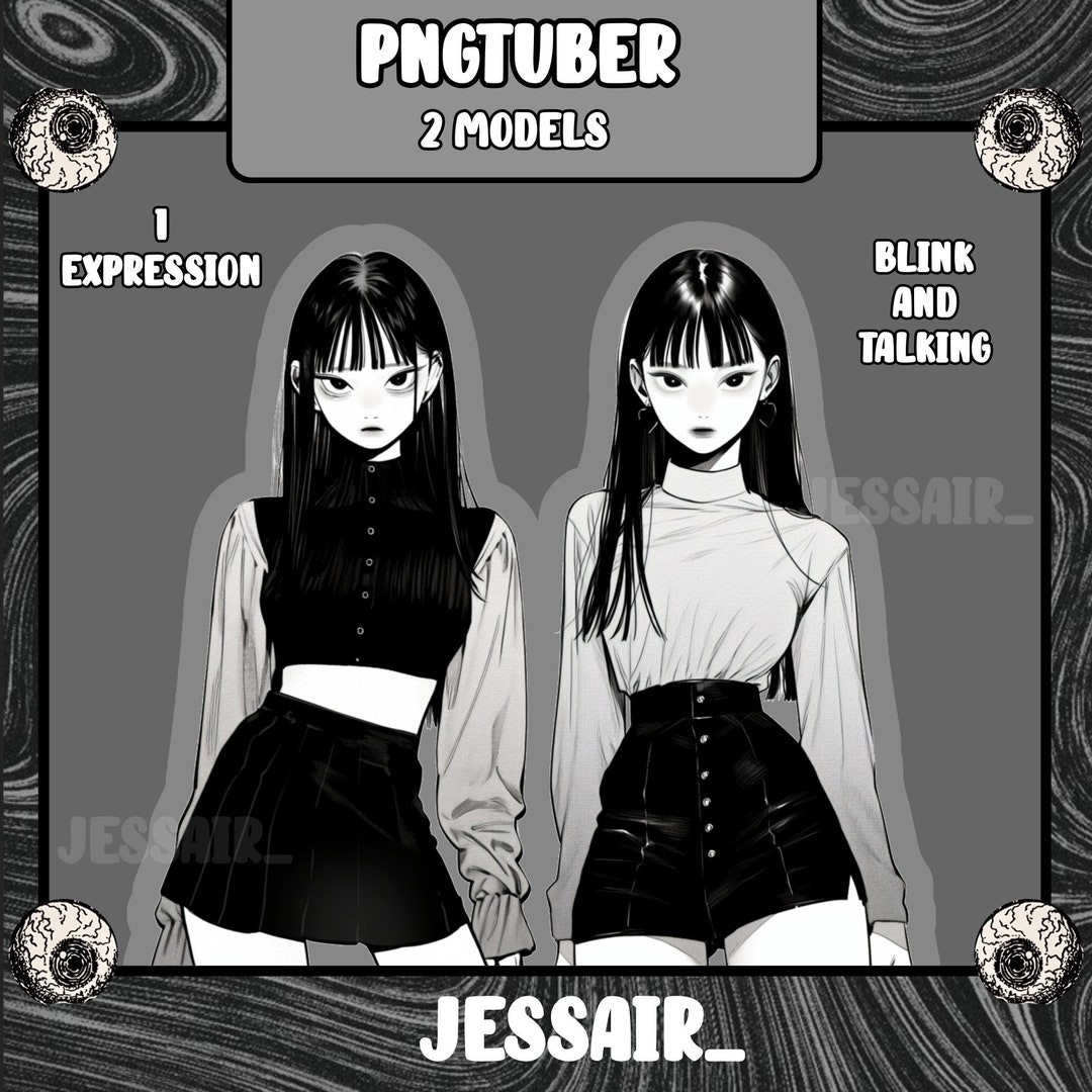 PREMADE PNG-Tuber | Dark Style | Junji Ito | Twins | Kpop Style ...