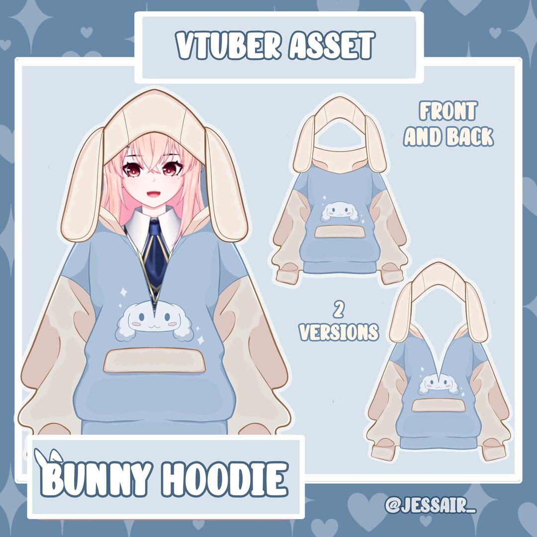 Bunny Hoodie Cute Vtuber Asset | Live2d, 3d Vtuber, Vroid, Streaming ...