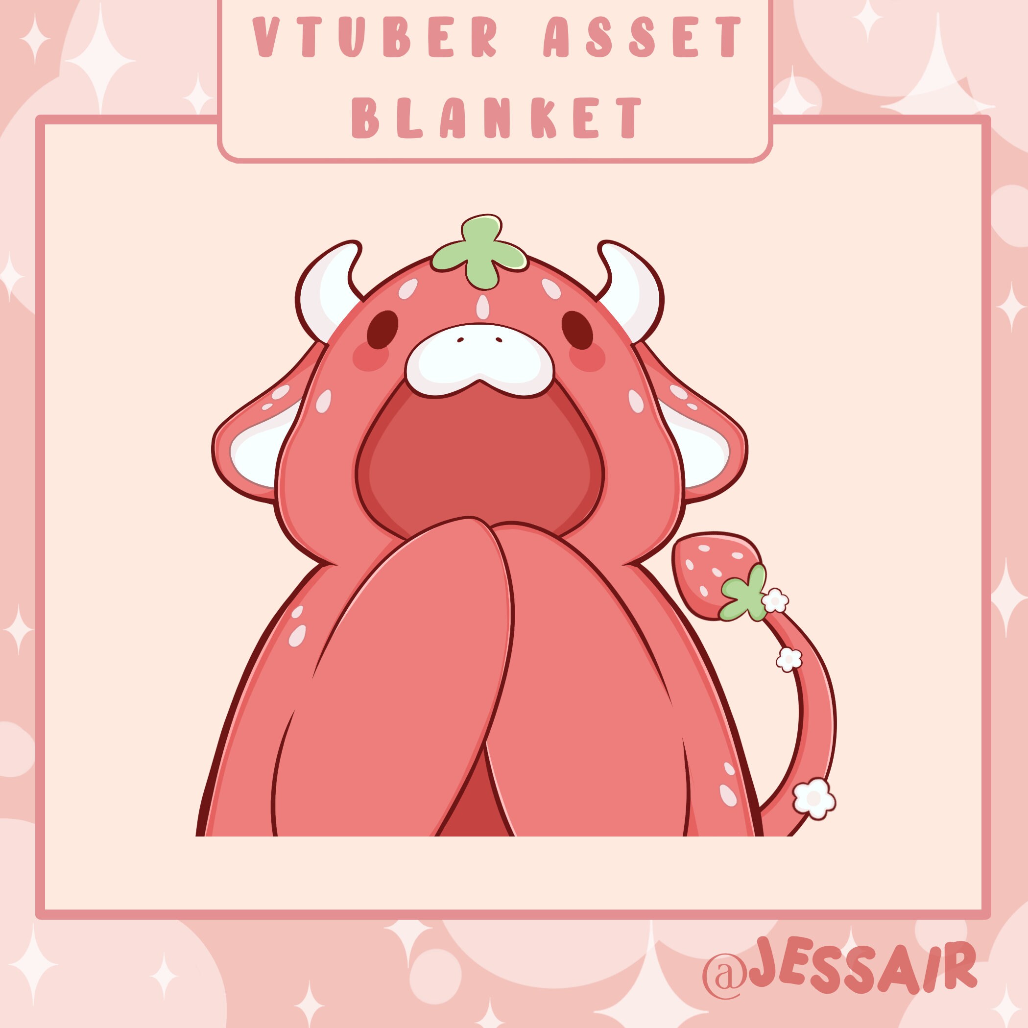 COW VTUBER ASSETS Cute Blankets for 2d,3d,vroid Models | Strawberry Cow ...