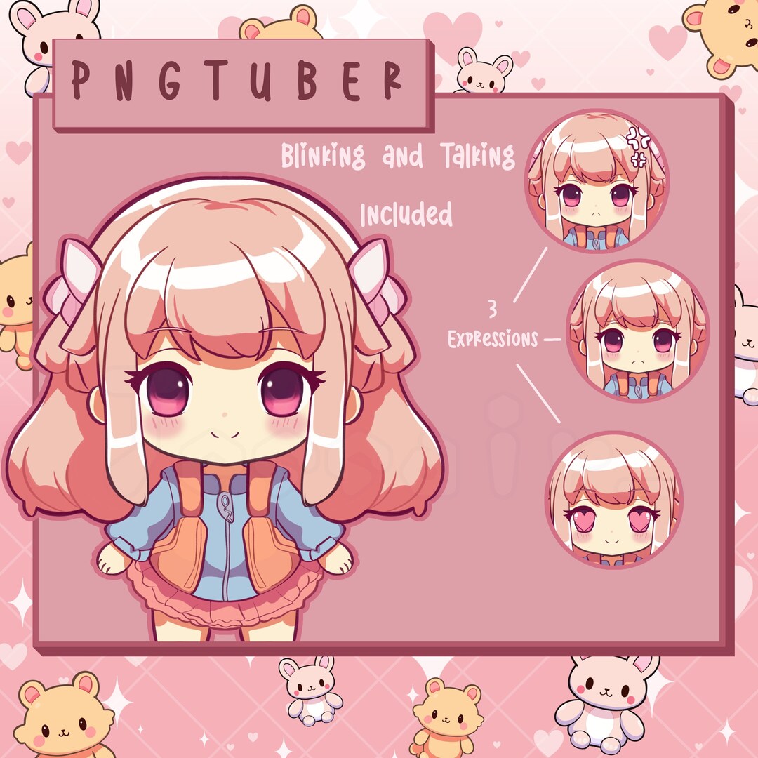 PREMADE Png-tuber Girl | Cute Chibi Anime Girl | Pngtuber, Vtuber ...