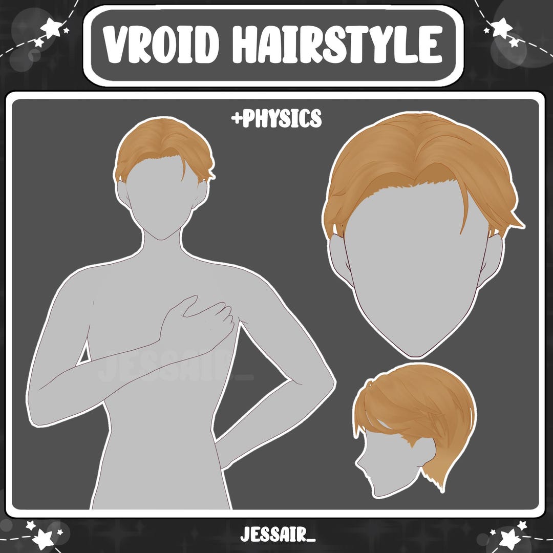 VROID SHORT MALE Hair Preset | Wolf Cut Style | Vroid Male Model,vtuber ...