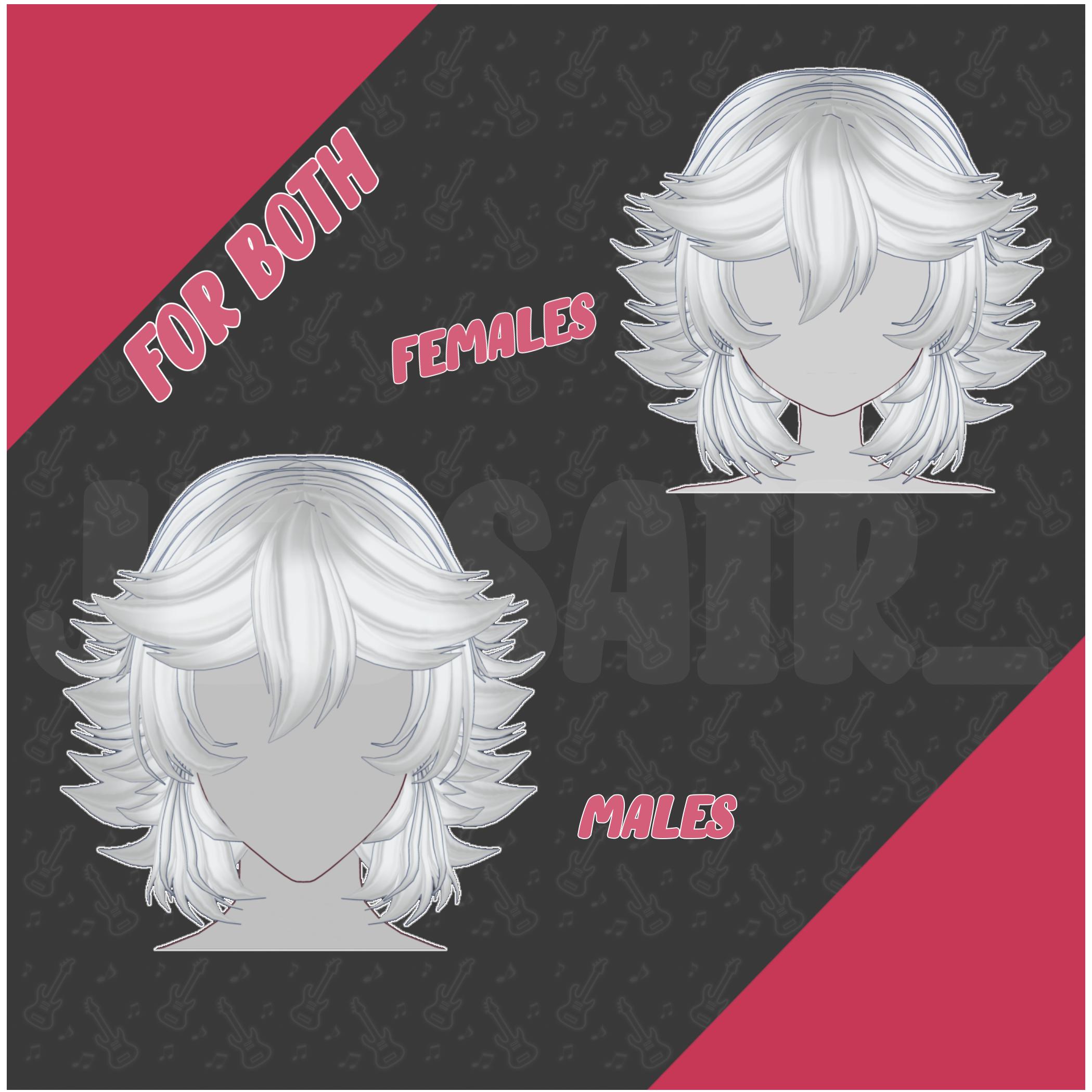 VROID Hairstyle Preset | Rockstar White Short Fluffy Hairstyle With ...