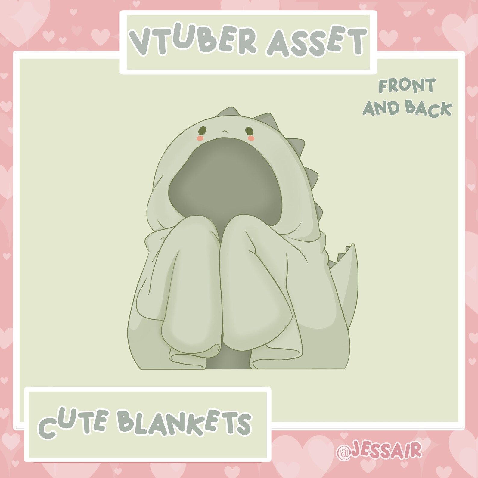 CUTE VTUBER ASSETS Blankets Dino, Dinosaur, Axolotl, Bunny 2d, 3d ...