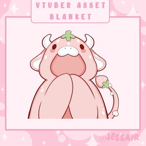 COW VTUBER ASSETS Cute Blankets for 2d,3d,vroid Models | Strawberry Cow ...
