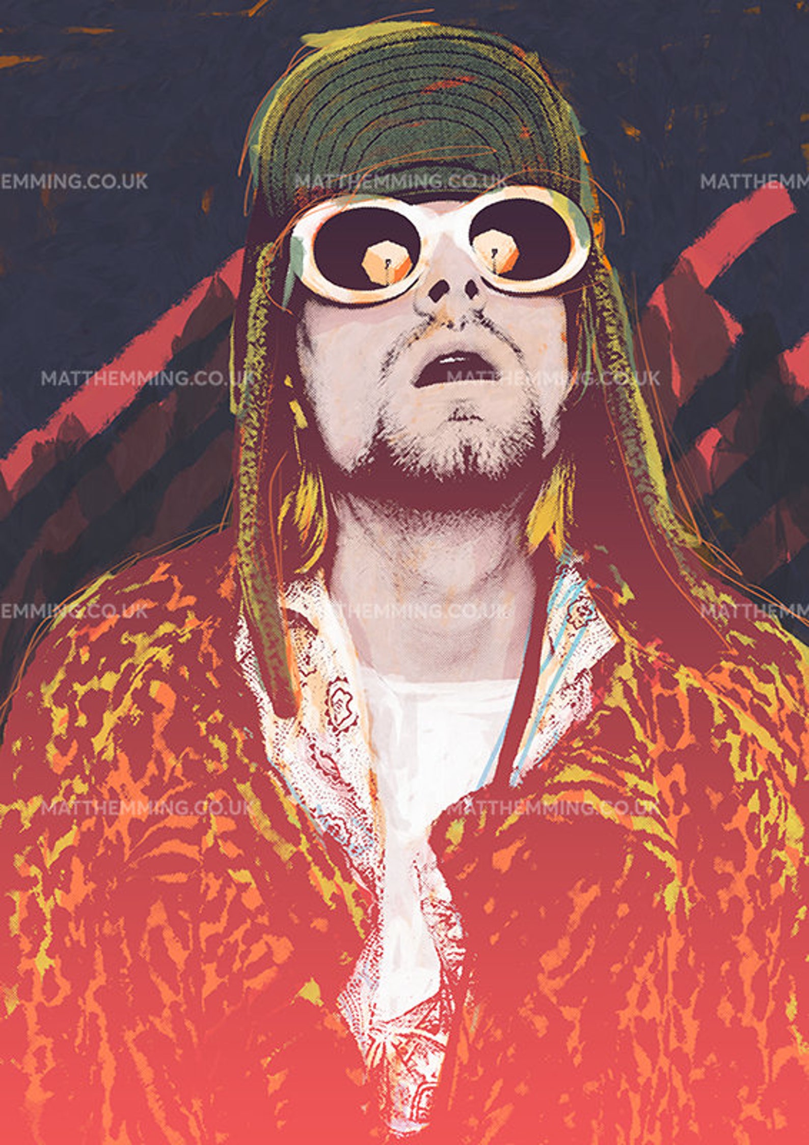 Poster Print of Kurt Cobain Nirvana Wall Art Decor A5 A4 A3 A2 - Etsy UK