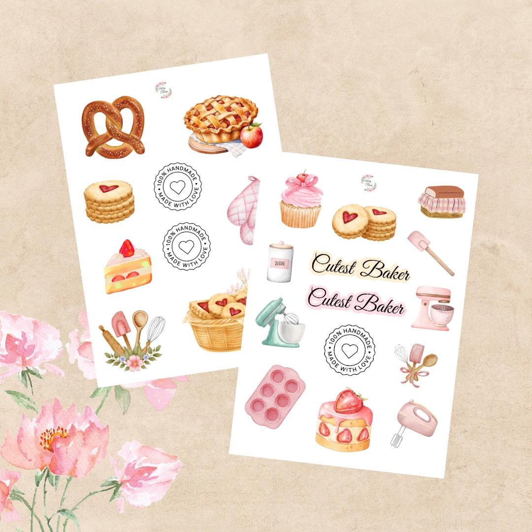 Digital Baking Stickers | Cottagecore Homemaking - Etsy
