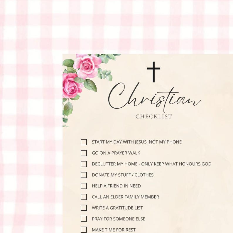 Floral Christian Checklist | Digital Download | Printables | Planner ...