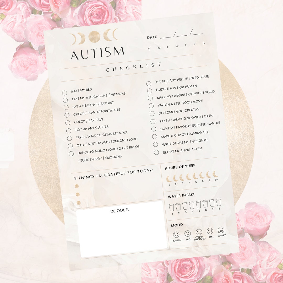 Digital Autism / Autistic Self Care Guide / Checklist Planner Template ...
