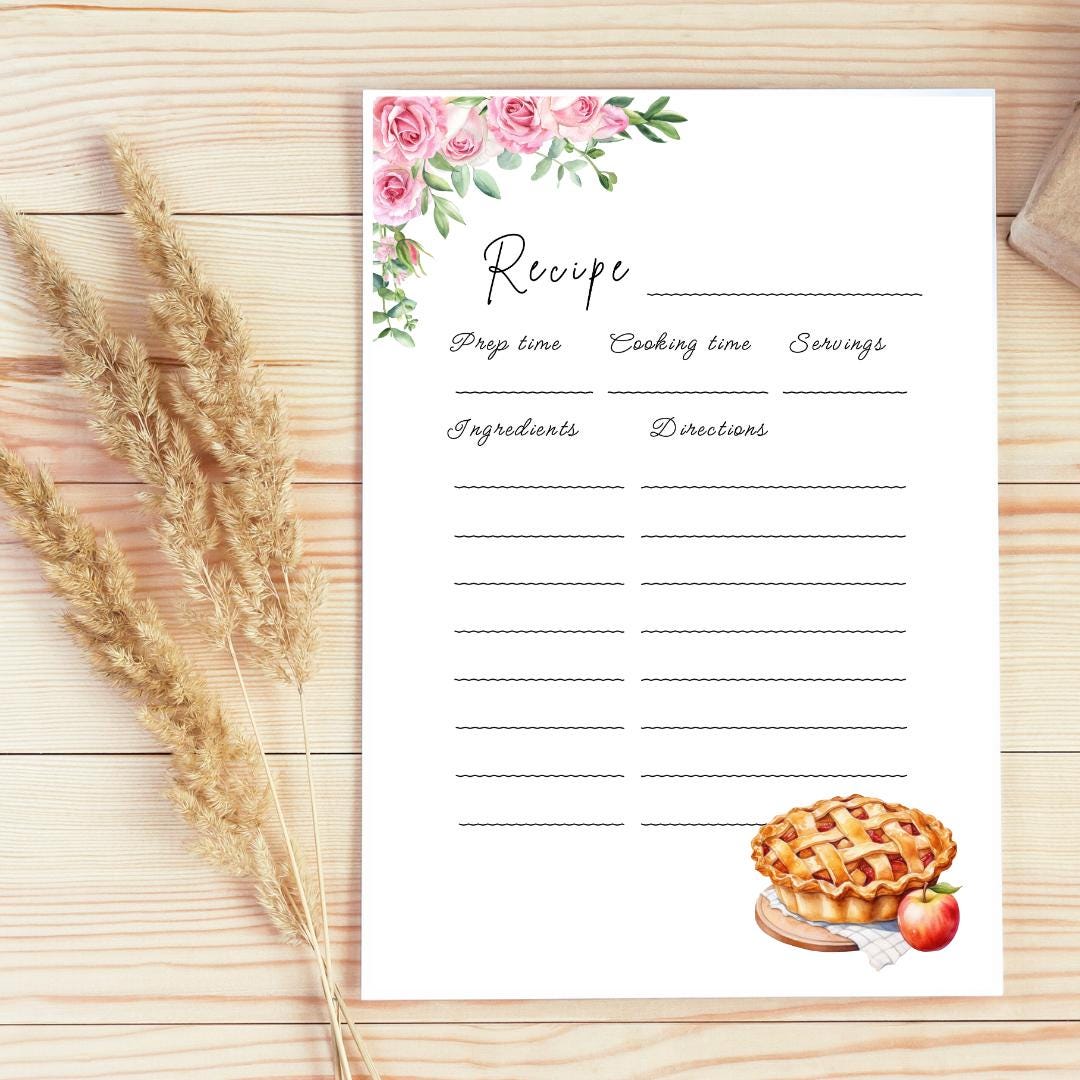 Floral Baking Recipe Card: Cottagecore Homemaker - Etsy