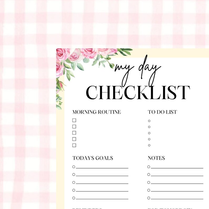 Pink Floral Daily Checklist Printable – Cottagecore To-do List Template ...