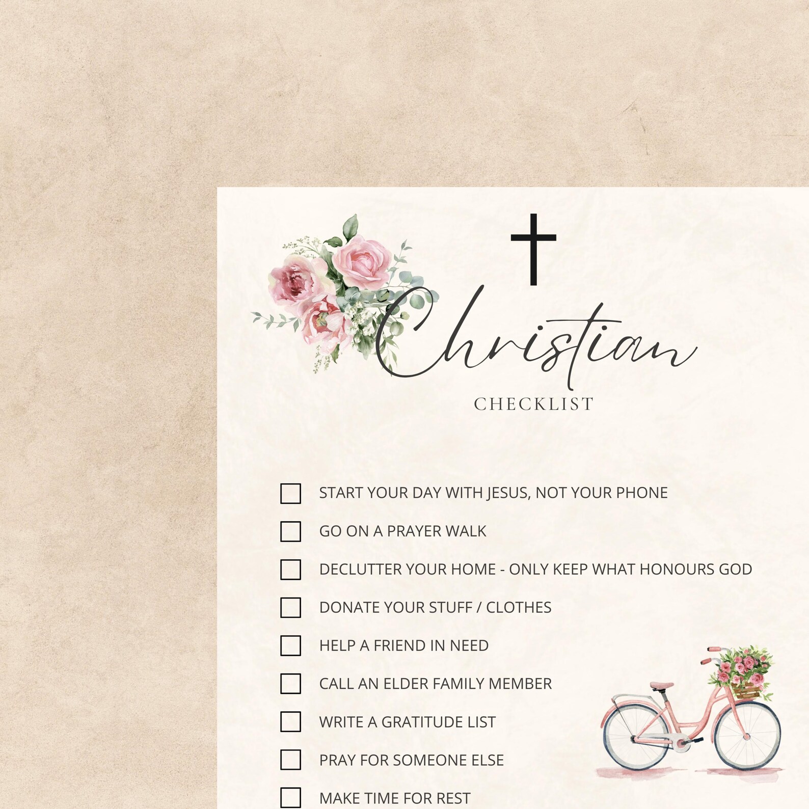 Floral Christian Checklist | Instant Download | Printable | Planner ...