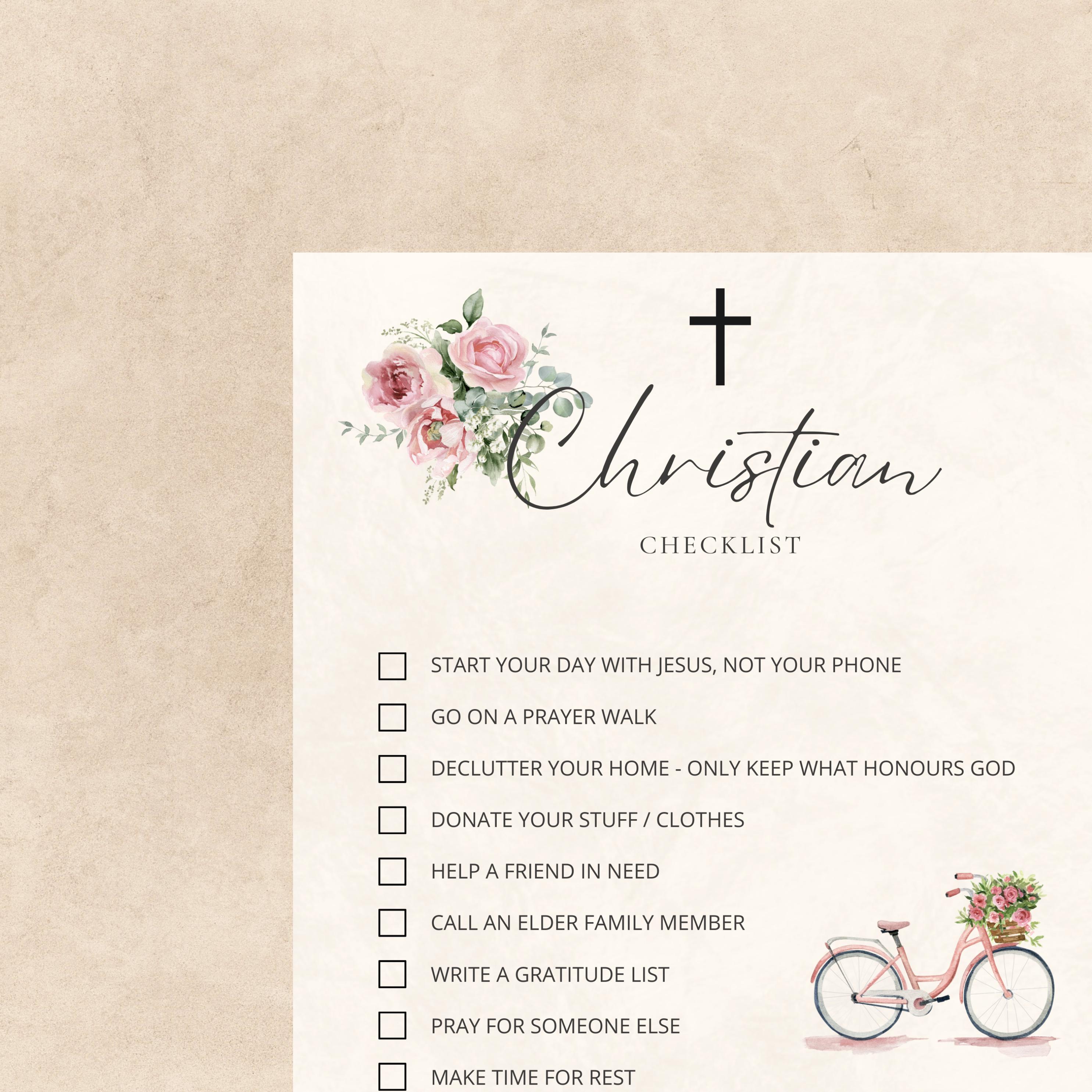 Floral Christian Checklist | Instant Download | Printable | Planner ...