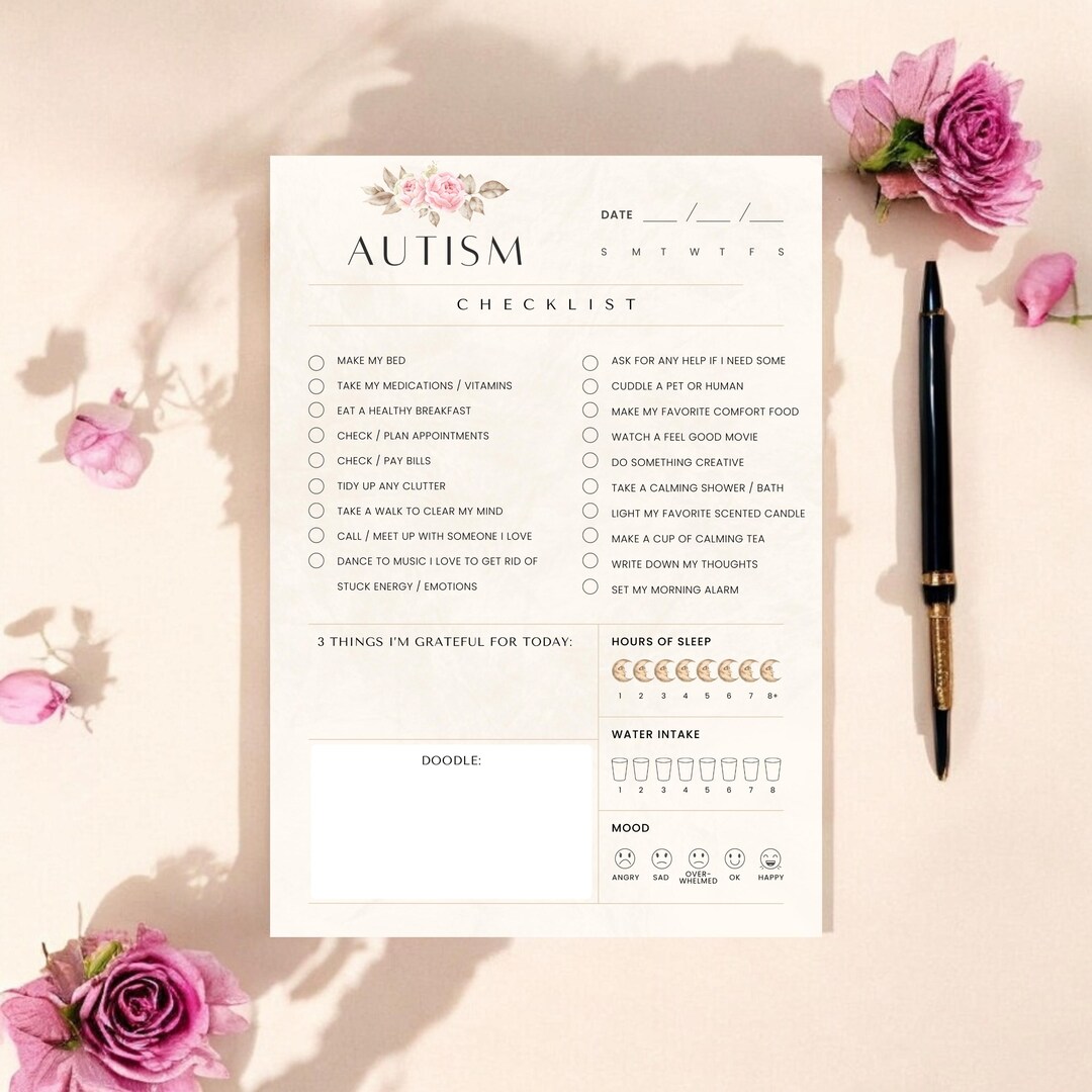 Floral Autism Tracker Instant Download Printable Checklist to Do List ...