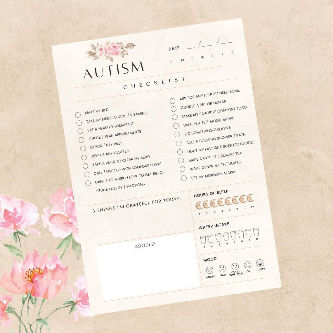 Floral Autism Tracker | Instant Download | Printable | Checklist | to ...