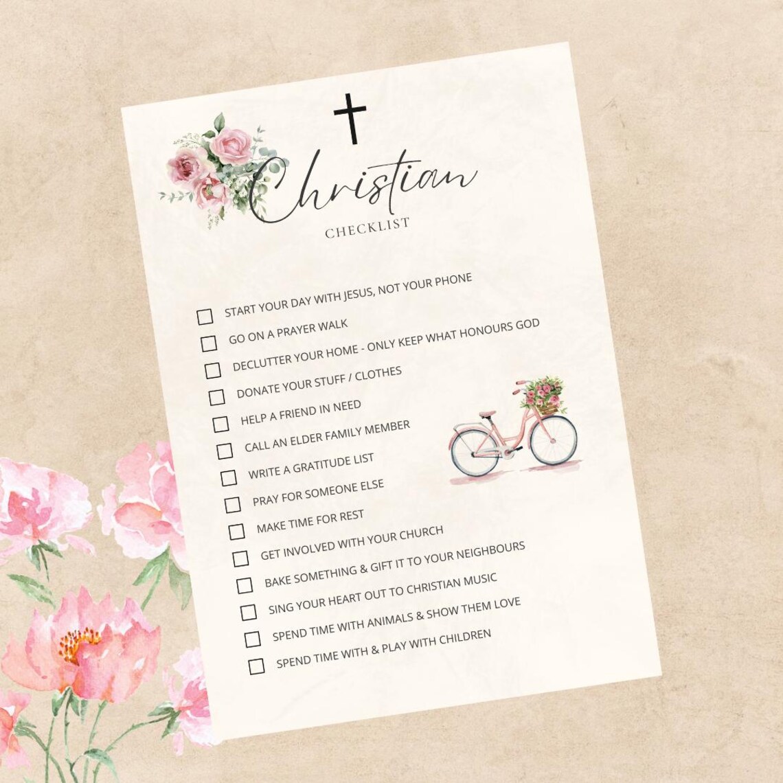 Floral Christian Checklist | Instant Download | Printable | Planner ...