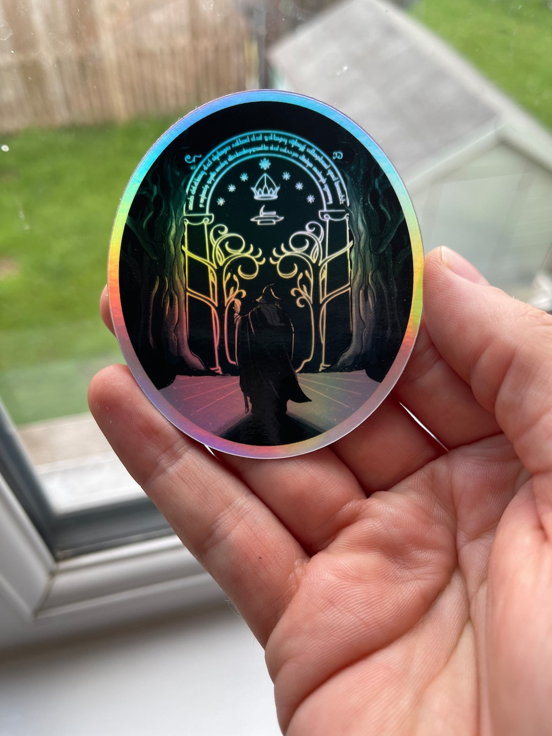 LOTR Holographic Sticker Moria Gate Sticker Gandalf Art - Etsy