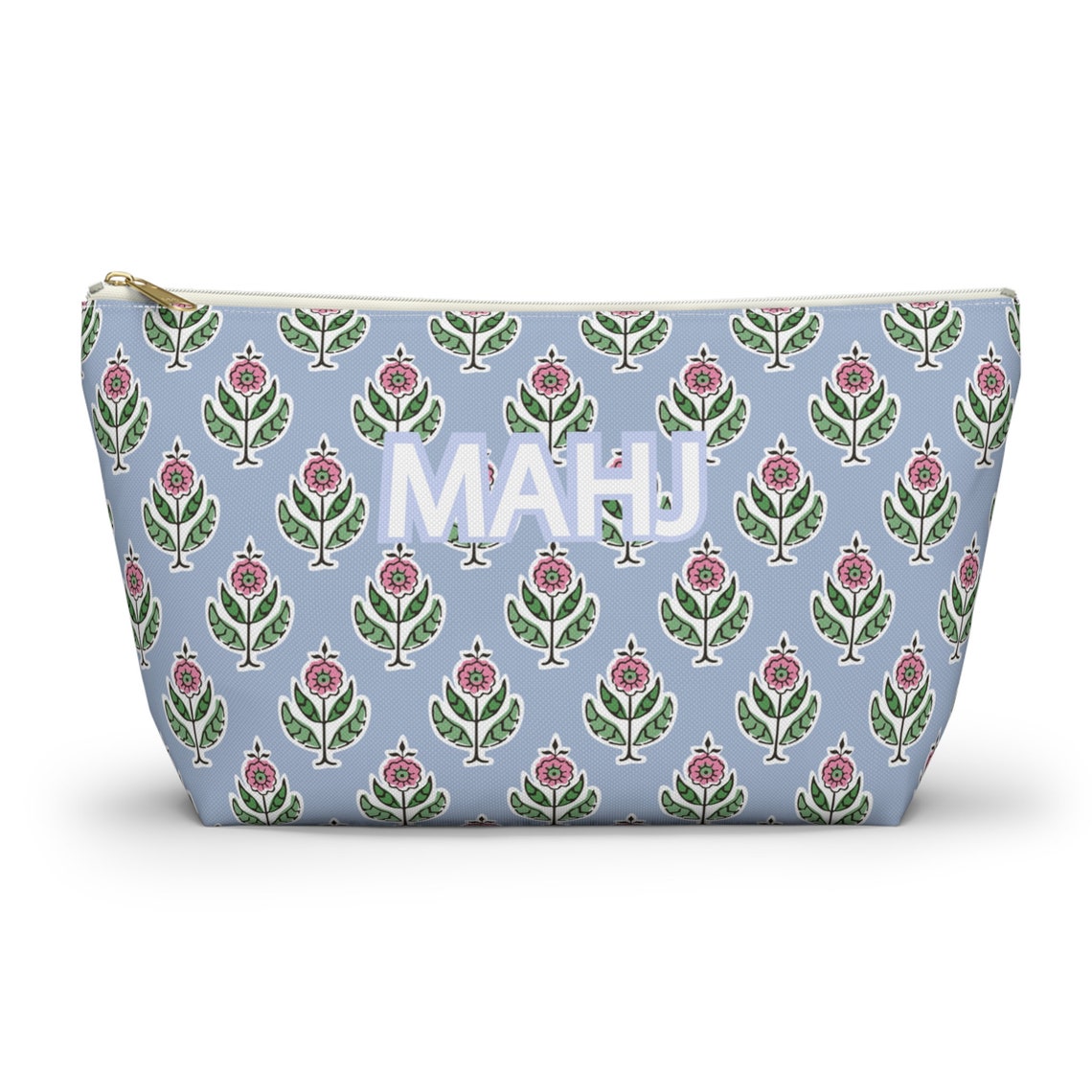 Mahjong Tile Bag Blue and Pink Flower Block Print Canvas - Etsy