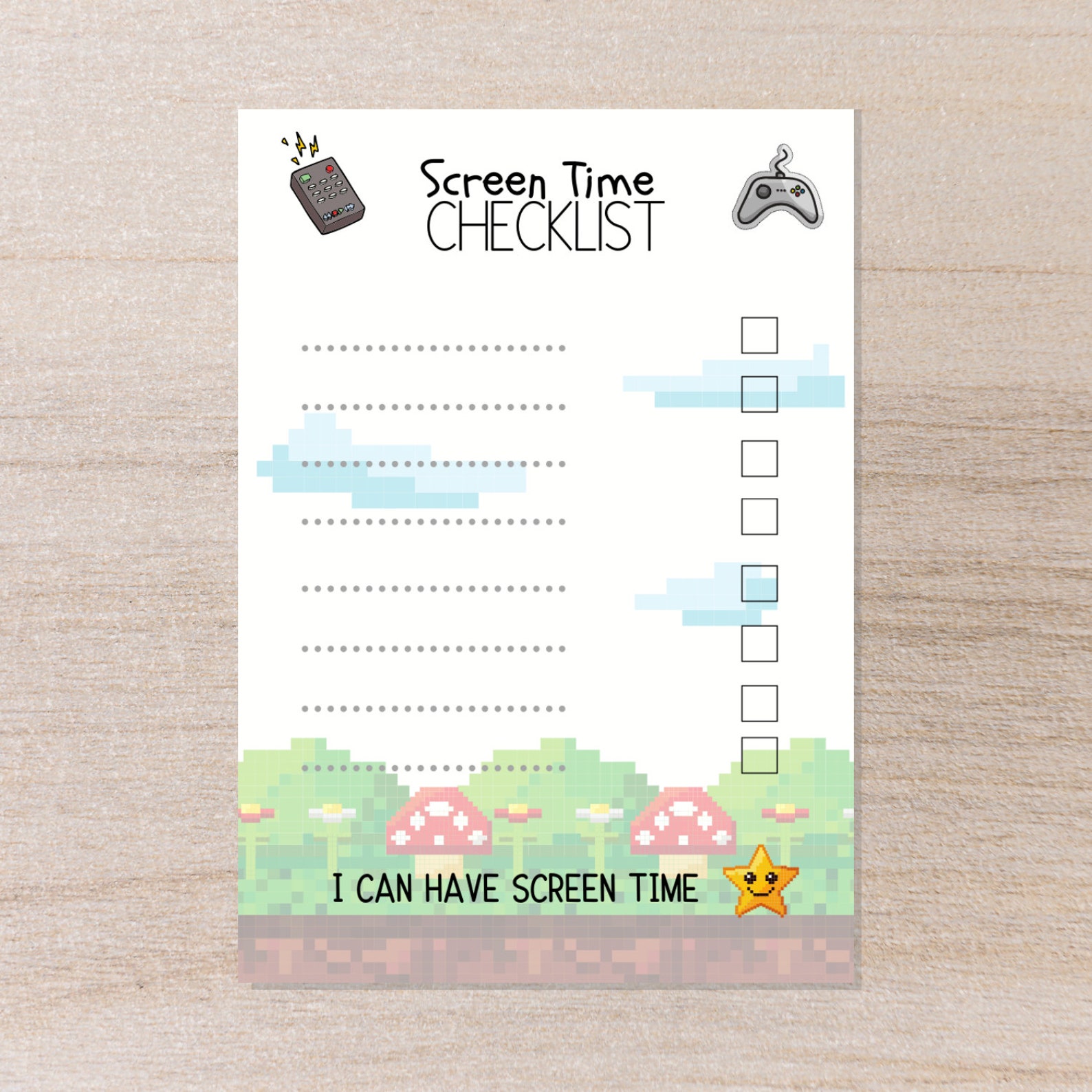 Kids Screen Time Checklist: Printable Chore & Reward Chart (PDF) - Etsy ...