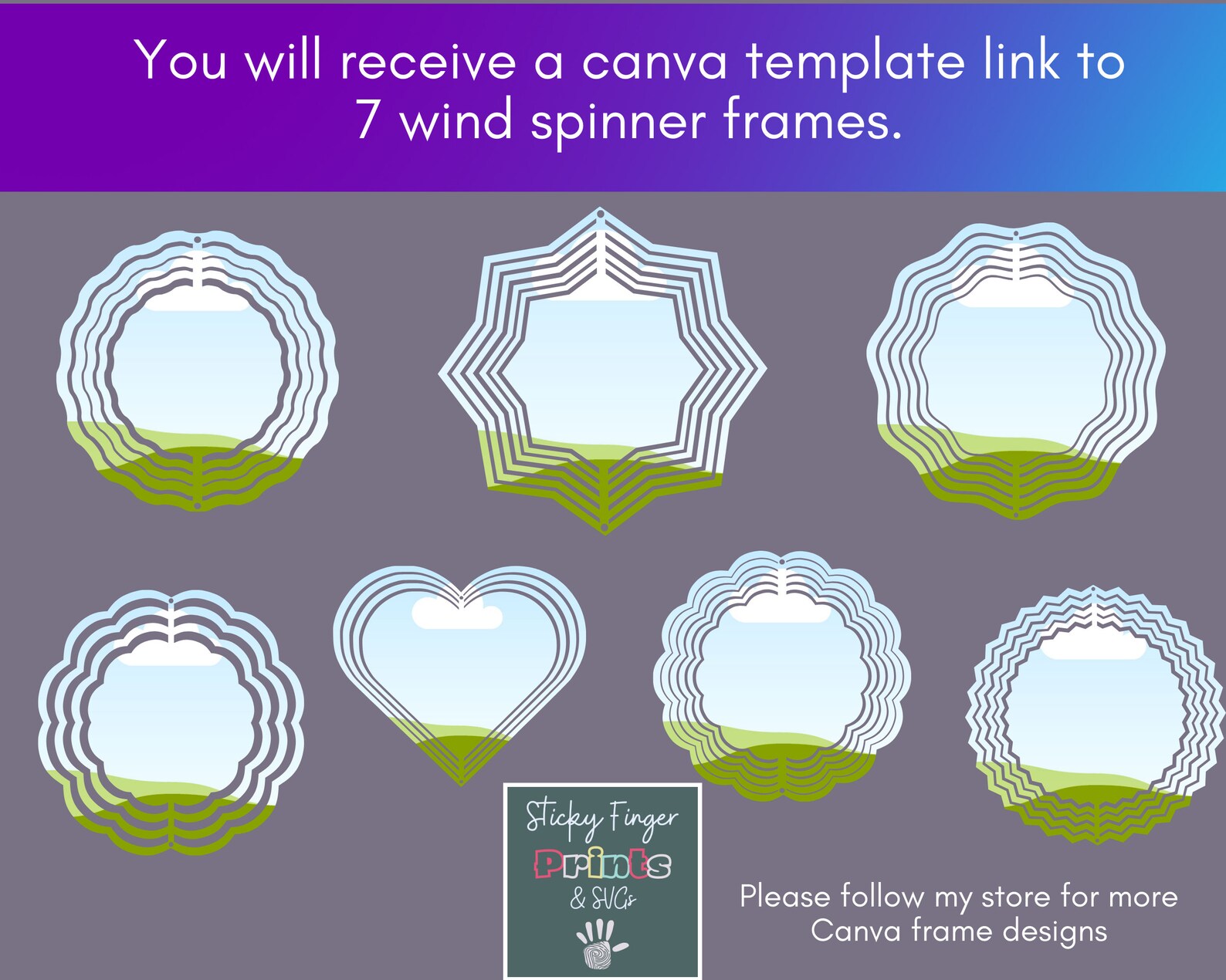 Wind Spinner Canva Frames: Sublimation Template Bundle (digital ...
