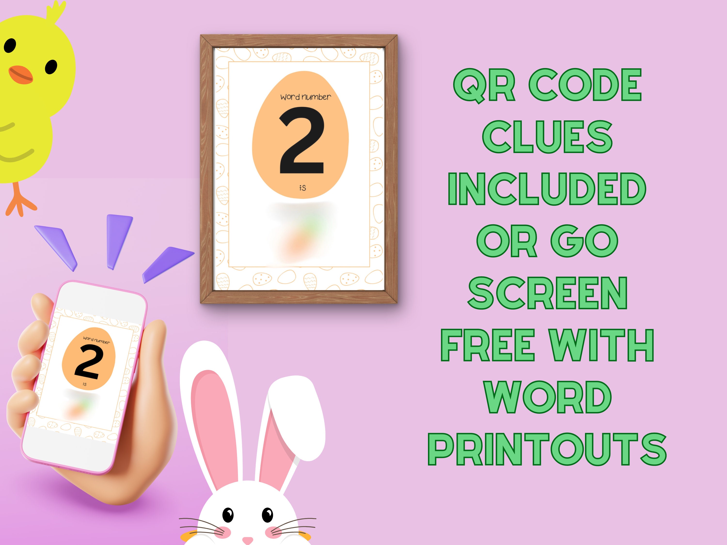 Indoor-outdoor Easter Scavenger Hunt for Kids, Printable Optional QR ...