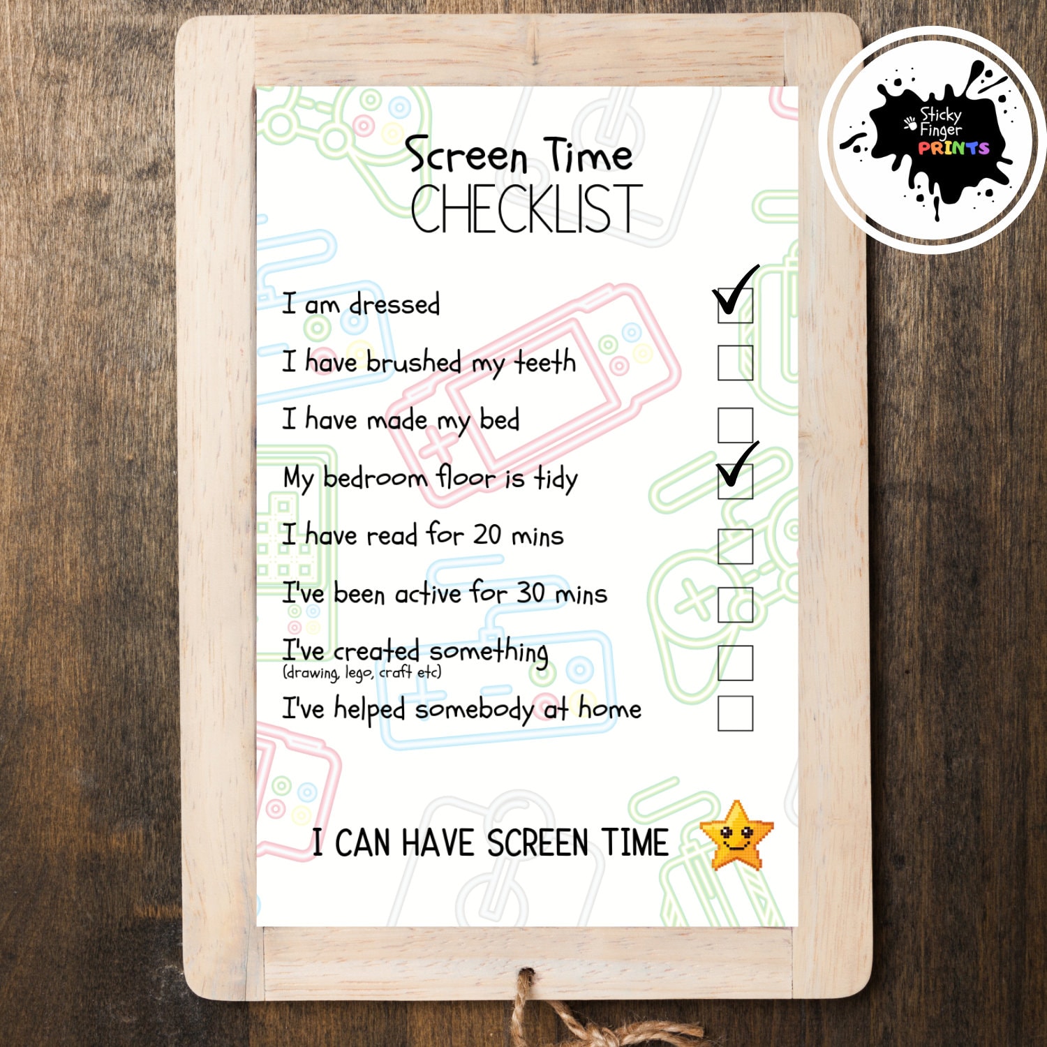 Screen Time Checklist.kids Printable Reward Chart. Chore Chart. Earn ...