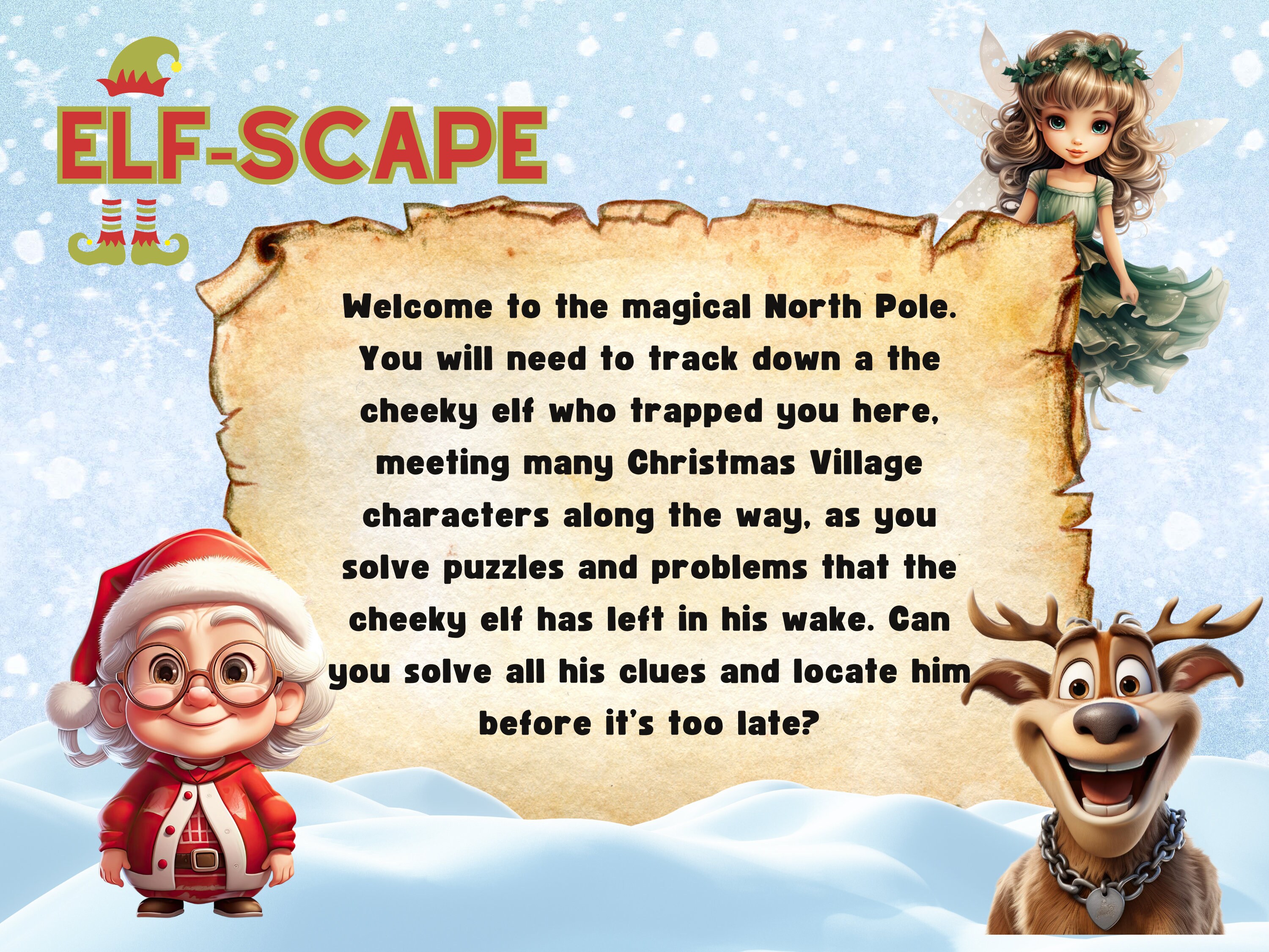Christmas Escape Game for Kids Elf-scape Printable Escape Room Download ...