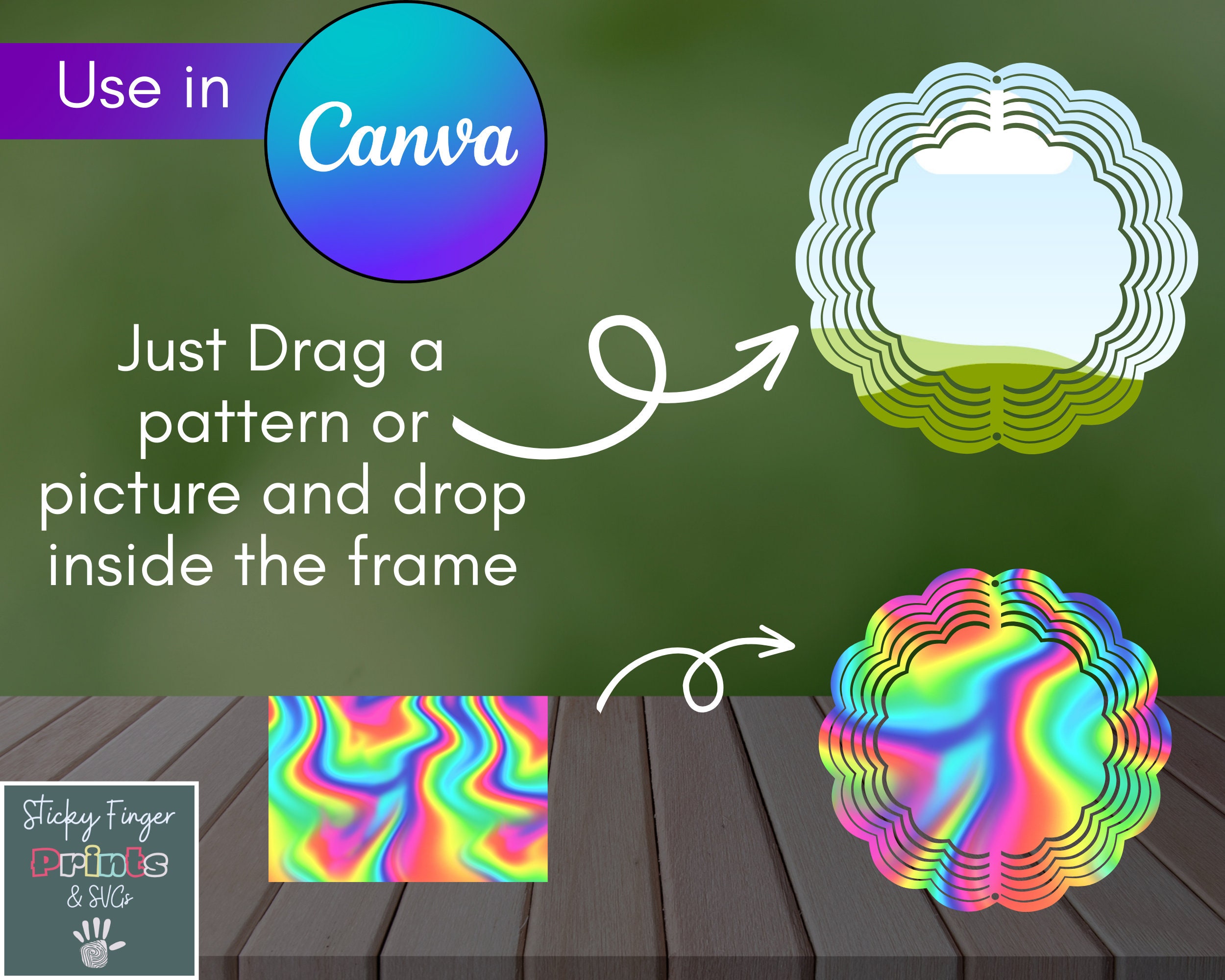 Wind Spinner Canva Frames: Sublimation Template Bundle (digital ...