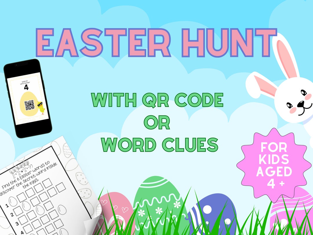 Indoor-outdoor Easter Scavenger Hunt for Kids, Printable Optional QR ...
