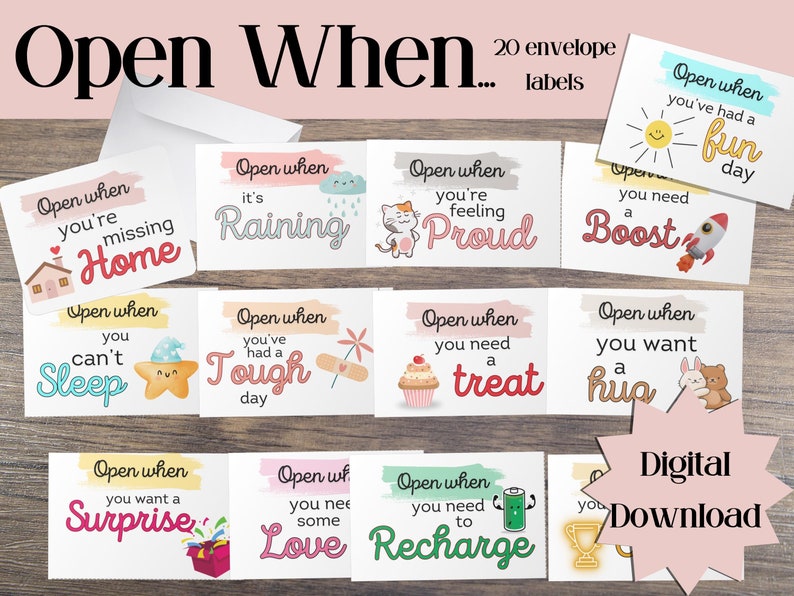 Open When Envelope Labels Printable Digital Download Open When ...