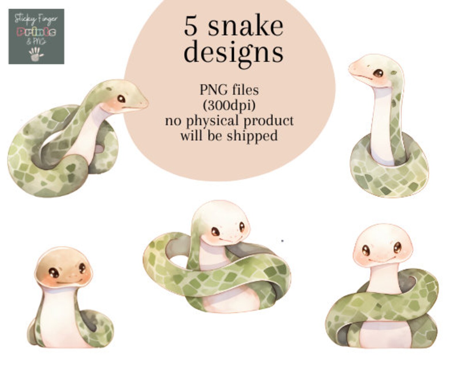 Watercolor Baby Snake Clipart Set With | Nursery Digital Download - Etsy