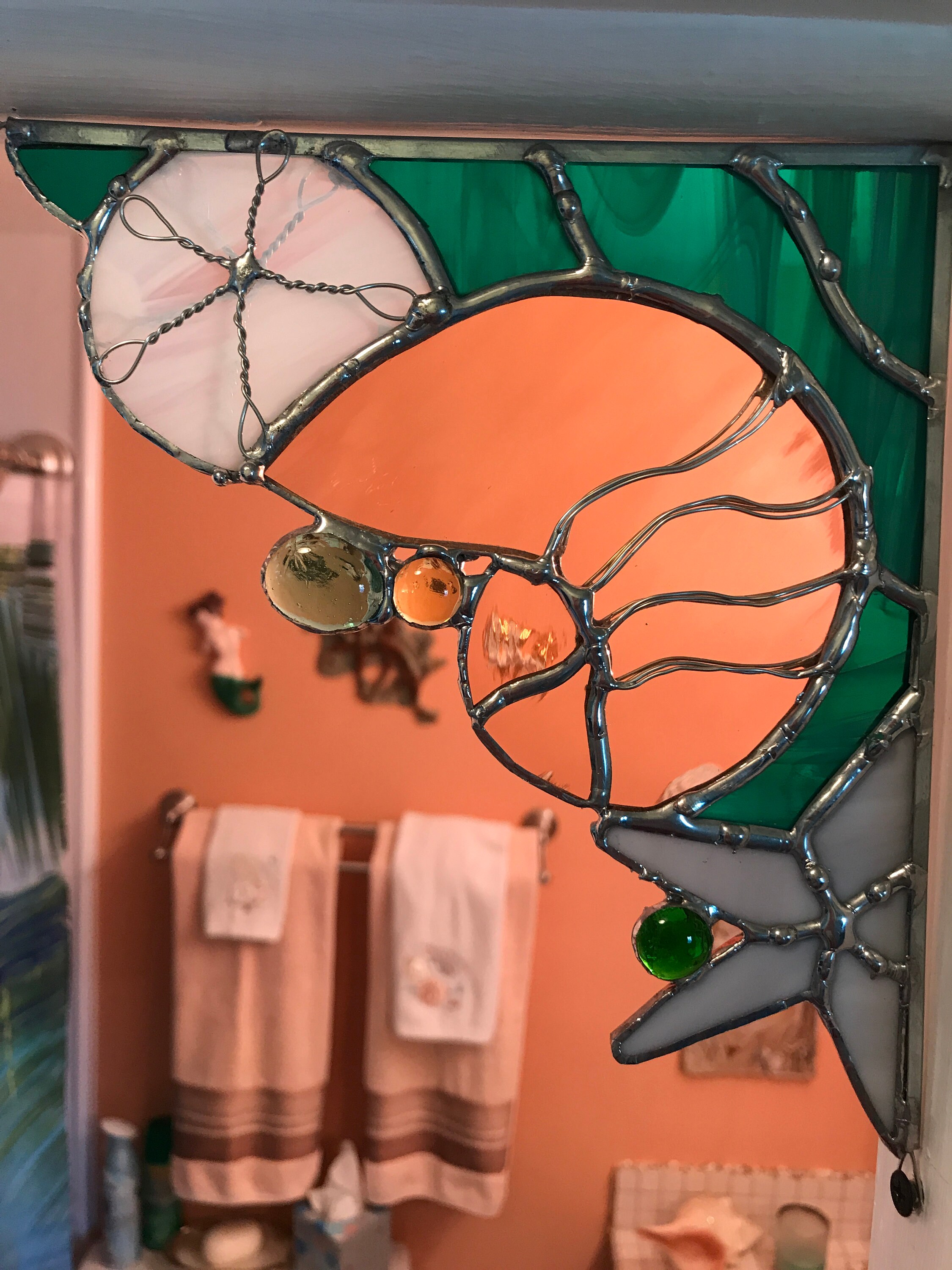 Corner Sea Shell Stained Glass Accents | Etsy