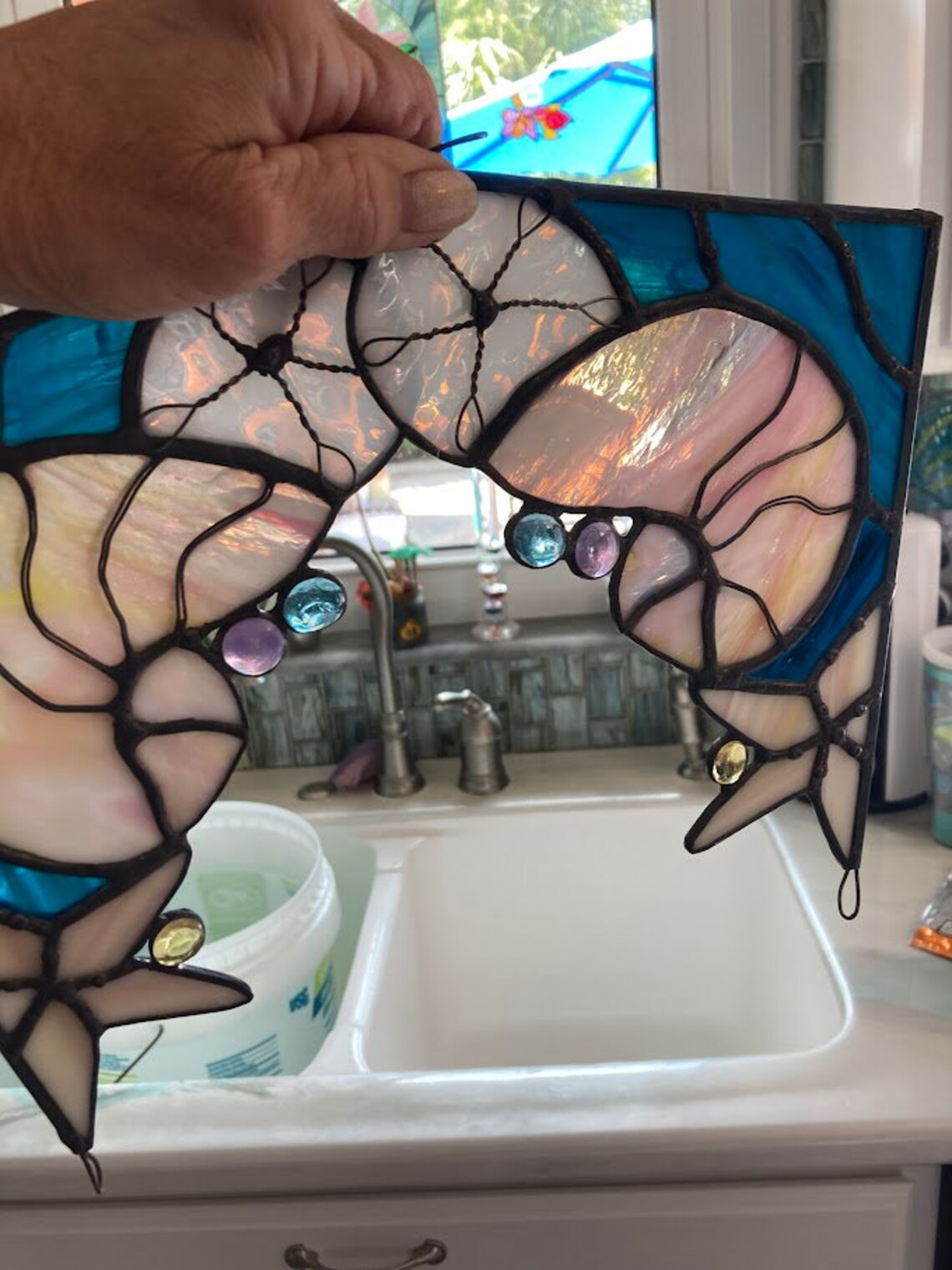 Corner Sea Shell Stained Glass Accents - Etsy