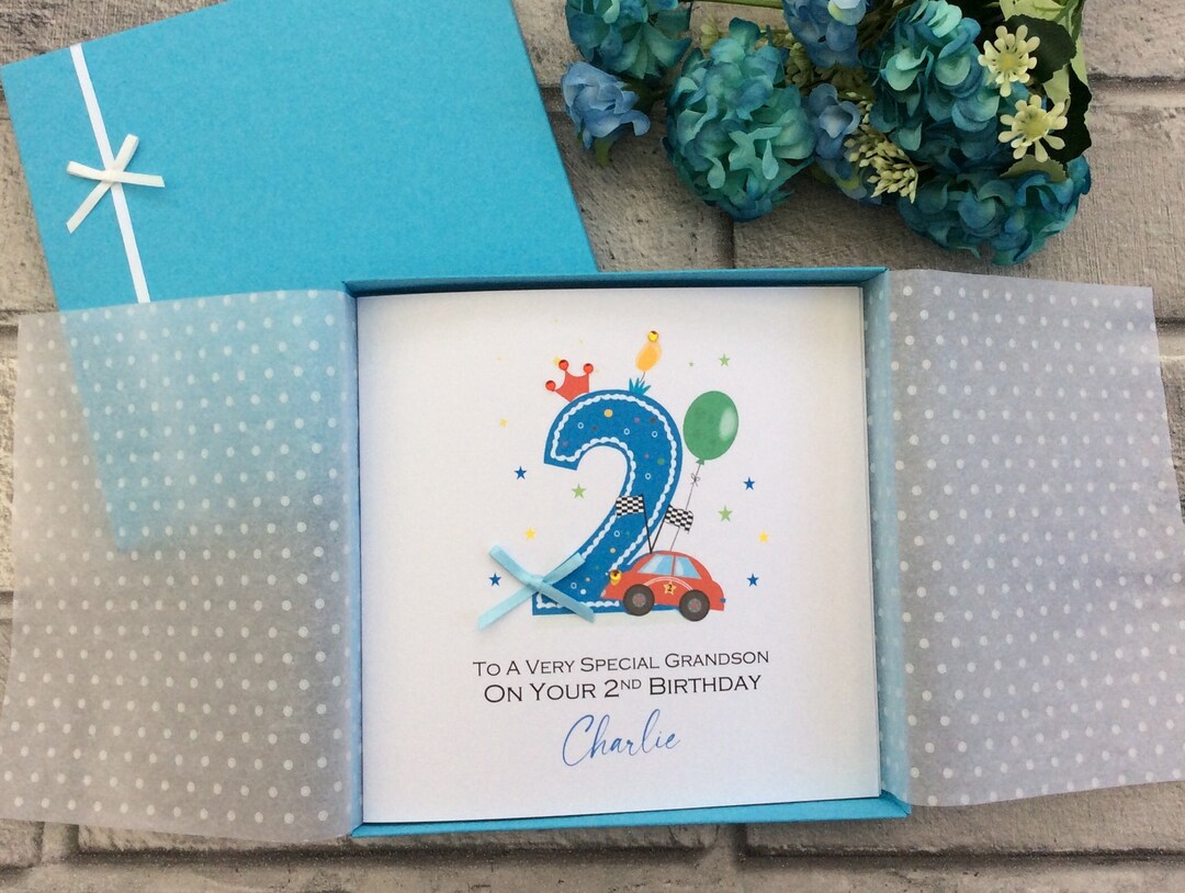 2 Sizes 2nd only 2nd Birthday Boy Card Gift Boxed Handmade - Etsy